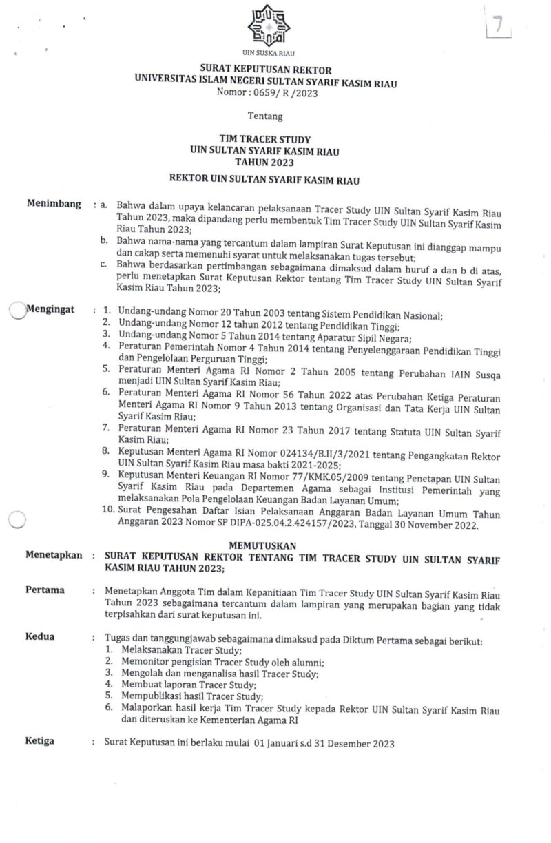 SK TIM Tracer Study – lpm.uin-suska.ac.id